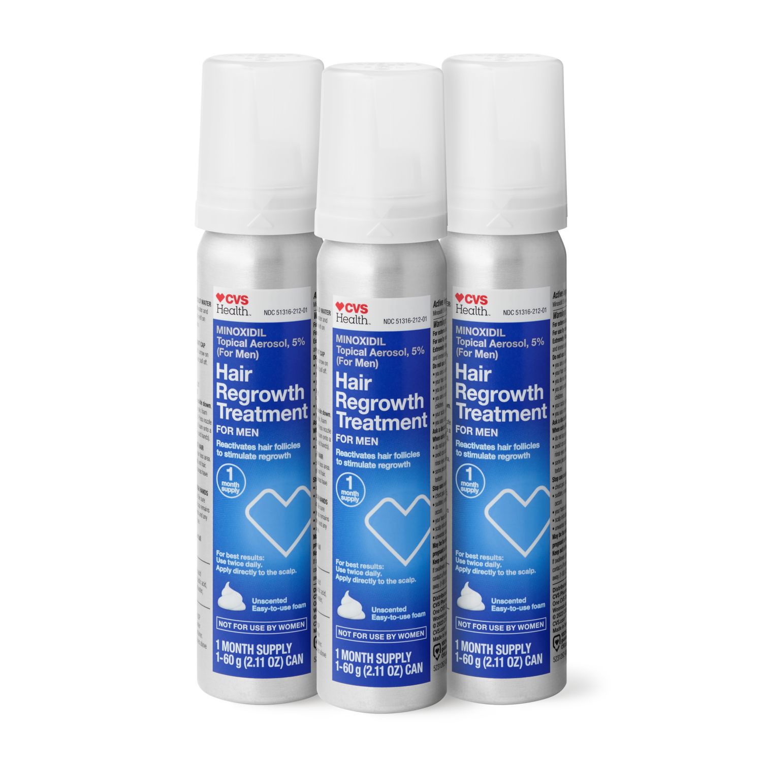CVS Hair Regrowth Treatment Men 3 Month Supply Topical Aerosol 2.11 oz EXP 11 24