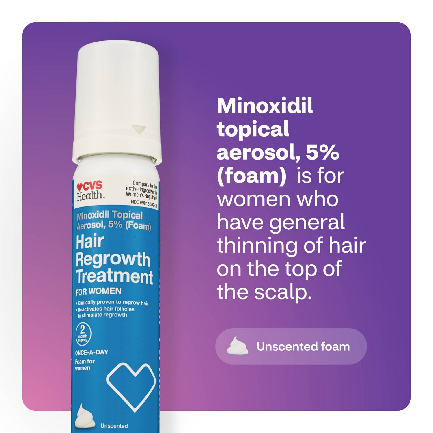 CVS Health Women s 5 Minoxidil Foam for Hair Regrowth 4 Month Supply 2.11 oz CVS