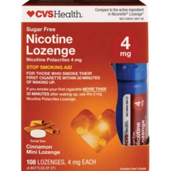 Cvs Health Nicotine Polacrilex Mini Lozenges 4 Mg Cinnamon Flavor 108