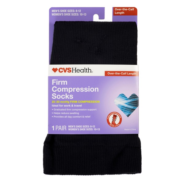 Cvs Health Firm Compression Socks Over The Calf Length 1 Pair Black Pick Up In Store Today